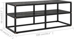 TV stolek černý s černým mramorovým sklem 100 x 40 x 40 cm 322858