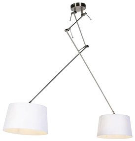 Závěsná lampa s lněnými odstíny bílé 35 cm - ocel Blitz II