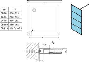 Gelco, CURE BLACK sprchová zástěna 800 mm, čiré sklo, CB80