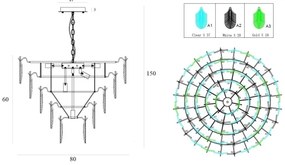 MAXLIGHT P0418 - Lustr na řetězu ARWENA 15xE14/40W/230V pr. 80 cm zlatá