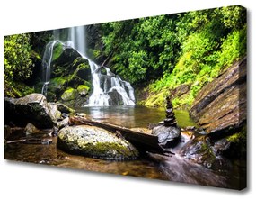 Obraz na plátně Vodopád Kameny Les Příroda 120x60 cm