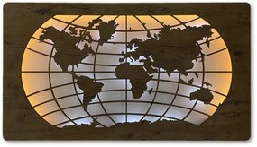 Li-Go "Mapa světa rovnoběžky" světelný obraz 230V 110x60cm provedení povrchu: dub světlý