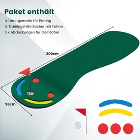 Costway Golfová podložka na odpalování se 3 odkládacími kelímky a 1 skládací