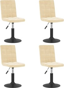 Otočné jídelní židle 4 ks krémové samet 3089288