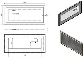 Sapho, LUMINAR LED podsvícené zrcadlo v rámu 1200x550mm, chrom, NL560