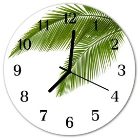Skleněné hodiny kulaté Palmové listy