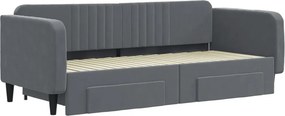 Válenda s přistýlkou a zásuvkami tmavě šedá 90 x 200 cm samet 3197112