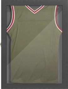 HOMCOM Rámová krabice T-frame na zobrazení dresu s akrylovými dvířky a vnitřním jemným podšívkou 71 x 6,5 x 89 cm Černá