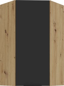 ARIA ac | horní kuchyňská skříňka 60x60 GN-108 1F (45°) rohová s policemi | 60x60 cm | EXTRA VYSOKÁ | artisan/černá