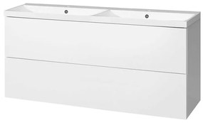 Mereo, Aira, koupelnová skříňka s umyvadlem z litého mramoru 121 cm, bílá CN713M