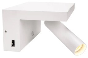 LA 1002140 KARPO Bedside LED přisazené svítidlo bílé 3000K 390lm 6,6W s USB - BIG WHITE (SLV)