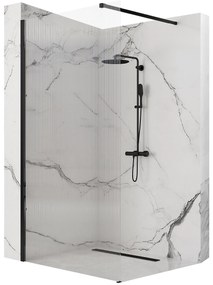 Bezrámová sprchová zástěna REA AERO INTIMO 120 cm, černá/ornament - bez vaničky