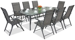 Antracitový kovový zahradní nábytek Modena/Rosario pro 8 osob s velkým stolem 200 cm Garden Point