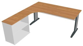 Sestava stolu a skříně pravá 180 cm - Hobis Cross CE 1800 H P Dekor stolové desky: olše, Dekor lamino podnože: bílá, Barva nohou: černá