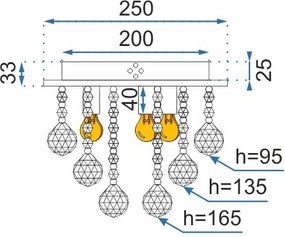 Toolight - Křišťálová stropní lampa 3xG9 APP404-4C, chromová, OSW-00551