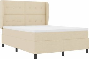 Postel s boxspringem s čelo Krémová 140 x 200 cm textil 3340569