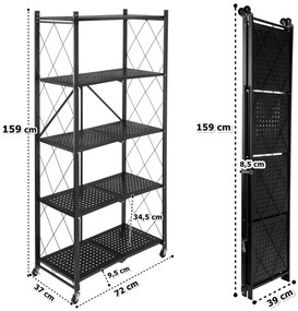 Skládací regál GESTEL s 5 policemi černý