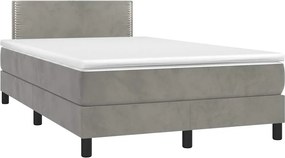 Box spring postel s matrací a LED světle šedá 120x200 cm samet 3134333