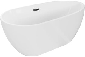 Mexen Eos volně stojící vana 150 x 75 cm, bílá, černý přepad - 52471507500-70