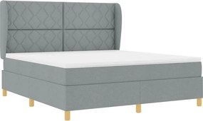 Postel s boxspringem s čelo Světle šedá 200 x 180 cm textil 3340830