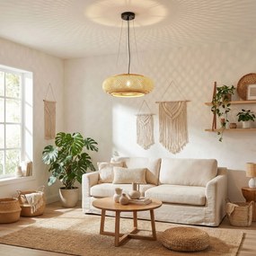 Toolight Natural, závěsné stropní svítidlo 40cm, 3xE27, APP1908-3CP, přírodní hnědá-černá, OSW-66056