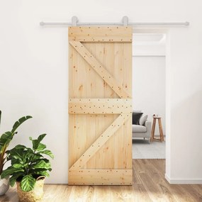 Posuvné dveře s kováním 80 x 210 cm masivní borové dřevo,  3203101