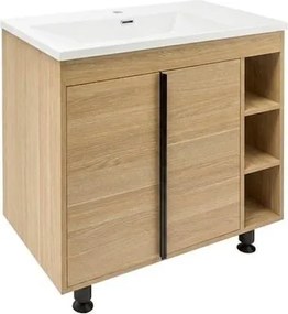 Koupelnová skříňka s matným bílým umyvadlem Naturel Lucca 79x70x45 cm dub mat LUCCA80DU3AM