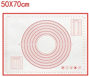 Silikonová kuchyňská podložka s měřítkem - nepřilnavá (v 8 velikostech) Barva: Červená, Velikost: 70x50 cm