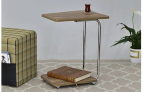 Kaštanový odkládací stolek ve tvaru C na kolečkách Vilinze