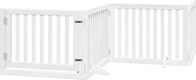 Zábrana pro psy s dvířky skládací 8 panelů bílá 640 cm topol 3155674