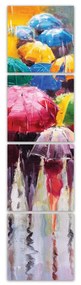 Malvis ® Obraz procházka v dešti I Velikost: čtyřdílný vertikální - 30x120 cm