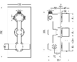Mexen Cube DR02 podomítkový vanový a sprchový set s hlavovou sprchou 30x30 cm (7v1), černá, 77503DR0230-70