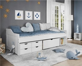 Postel MAXI NEW 90x200 s úložným prostorem masiv bílá Kondela 0000357998