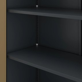 Kovová skříň s vitrínou antracitová / ořech: Eco Design AMELIA, 900 x 1850 x 400 mm