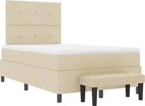 Postel s boxspringem s čelo Krémová 120 x 190 cm textil 3344056