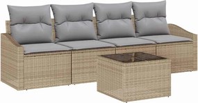 Set pohovek 5 ks Beige a šedá polyratan 3355259