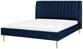 Modrá sametová postel 160 x 200 cm MARVILLE Beliani