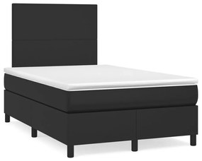 Box spring postel s matrací a LED černá 120 x 190 cm umělá kůže