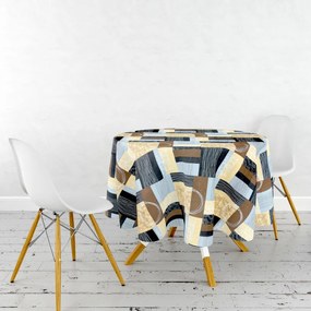 Ubrus PVC kulatý DC-225 – Moderní geometrie hnědá (různé velikosti)