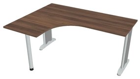 Stůl ergo oblouk pravý 160×120 cm - Hobis Flex FE 60 P Dekor stolové desky: ořech, Barva nohou: Stříbrná