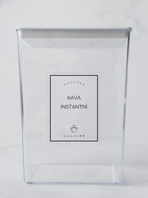 KÁVA INSTANTNÍ – průhledná samolepka na dózu, základní písmo, 6 × 8 cm | DomaLEP