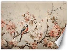 Fototapeta, Ptáci a květiny vintage - 150x105 cm