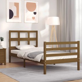 vidaXL Rám postele s čelem 90 x 200 cm masivní dřevo [3194816] Barva: medová hnědá