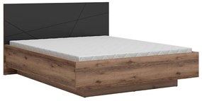 FORN postel LOZ/160/B + rošt, dub delano tmavý/černý mat