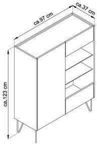 Vitrína Harmony, černá/černý mramor