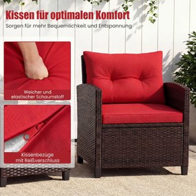 Costway Ratanový set zahradního nábytku, 3dílný balkonový nábytek