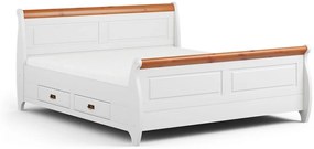 Dvoulůžková postel Toskania 1 - 140 x 200 cm - bílá / medová borovice