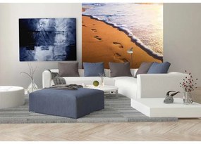 DIMEX | Vliesová fototapeta na zeď Stopy na pláži MS-3-0193 | 225 x 250 cm | hnědá, bílá