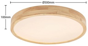 Stropní svítidlo Lindby Lanira LED z dubového dřeva, 50 cm