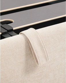 Béžová čalouněná dvoulůžková postel z žinylky s úložným prostorem s roštem 180x200 cm Dafra – Kave Home